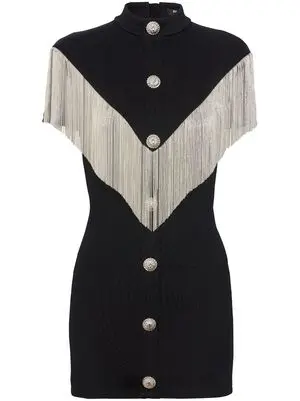 Balmain High-neck Mini Dress With Fringe