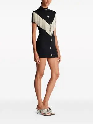 Balmain High-neck Mini Dress With Fringe