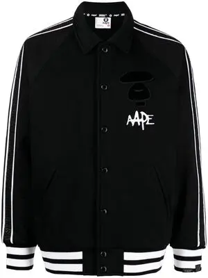 AAPE BY *A BATHING APE® Logo-print Striped Bomber Jacket - Black