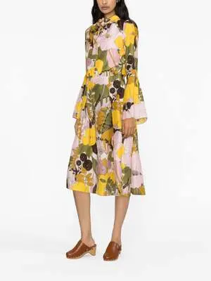 La DoubleJ Casanova Floral-print Midi Dress - Pink