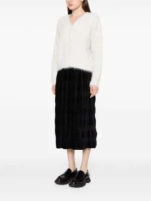 B+AB Pleated Brushed-effect Skirt Suit