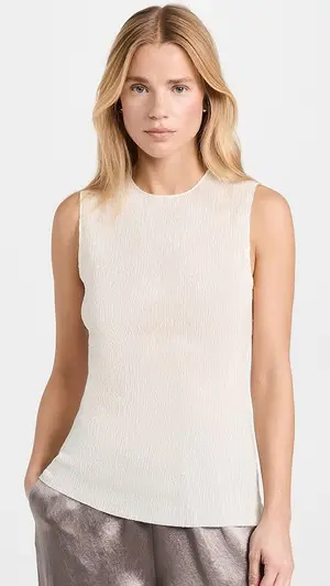 Tibi Crinkle Lyocell Fitted Tank