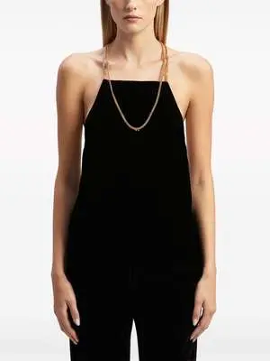 Palm Angels Chain-embellished Velvet Top