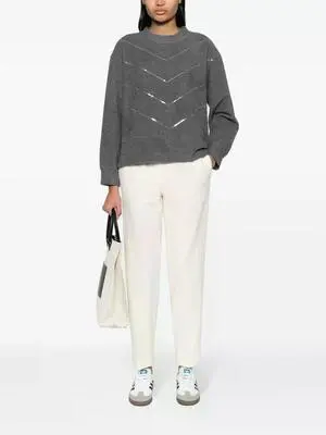 Peserico Sequin-embellished Crew-neck Sweatshirt - Grey