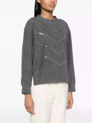 Peserico Sequin-embellished Crew-neck Sweatshirt - Grey