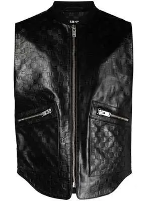 MISBHV Monogram-embossed Leather Vest