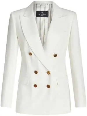 Etro Slub-texture Double-breasted Blazer - White