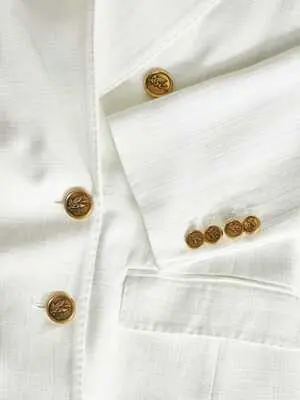 Etro Slub-texture Double-breasted Blazer - White