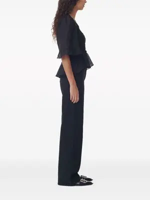 GANNI Crinkled Georgette Smock Blouse