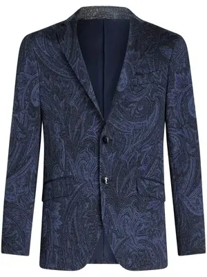 Etro Paisley-print Single-breasted Blazer - Blue