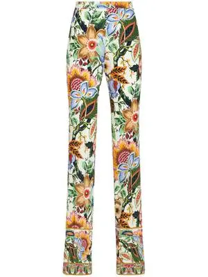 Etro Floral-print Straight-leg Trousers