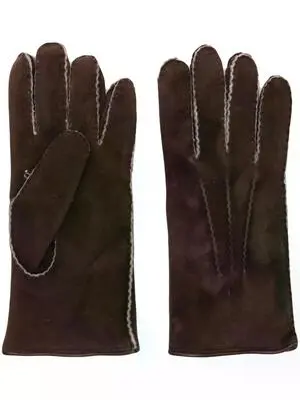 MOORER Contrast-trim Suede Gloves - Brown