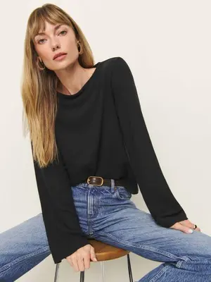 REFORMATION Eternity Knit Top - Black