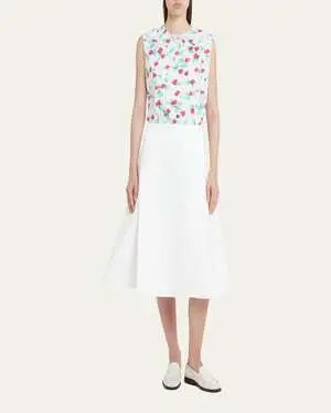 Marni Flared Midi Skirt With Double Pleating
