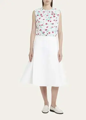 Marni Flared Midi Skirt With Double Pleating