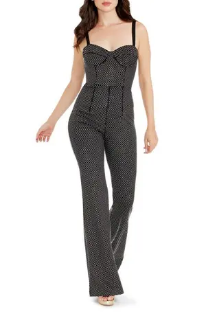 Dress The Population Presley Metallic Dot Jumpsuit - Black/silver
