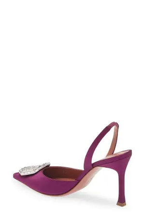 Amina Muaddi Camelia Crystal Buckle Slingback Pumps - Amethyst
