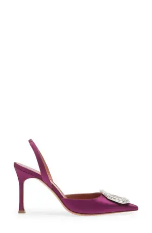 Amina Muaddi Camelia Crystal Buckle Slingback Pumps - Amethyst