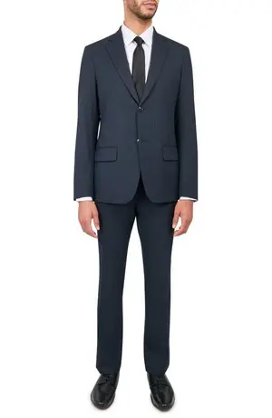 W.R.K Tailored Slim Fit Pinstripe Suit - Navy