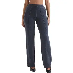 House Of Cb Yalina Knit Track Pants - Grey Melange