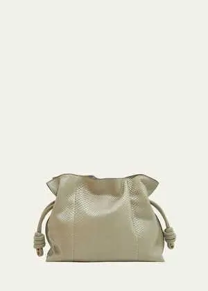 Loewe Flamenco Shiny Python Clutch Bag 1660 Marble Green