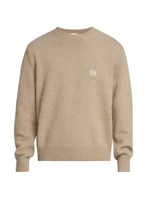 Loewe Logo Wool Crewneck Sweater - Beige Melange