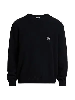 Loewe Logo Wool Crewneck Sweater - Black