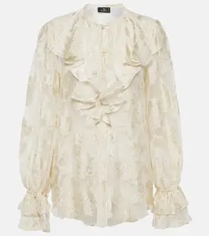 Etro Ruffled Floral Silk-crepon Blouse
