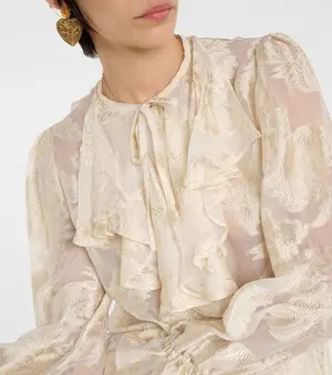 Etro Ruffled Floral Silk-crepon Blouse