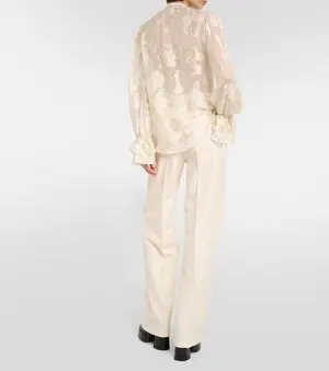 Etro Ruffled Floral Silk-crepon Blouse