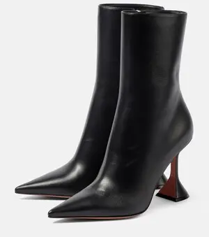 Amina Muaddi Giorgia 95 Leather Ankle Boots