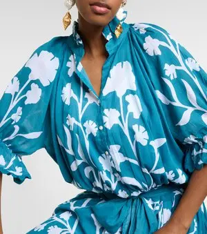 JULIET DUNN Majorelle Cotton Poplin Shirt Dress