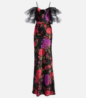 RODARTE Tiered Silk Tulle Gown - Black