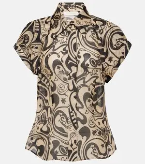Zimmermann Matchmaker Printed Linen And Silk Blouse