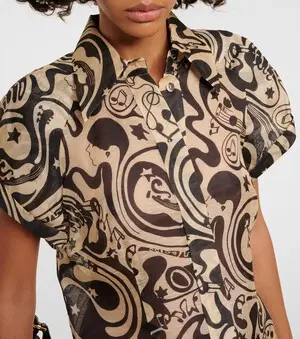 Zimmermann Matchmaker Printed Linen And Silk Blouse