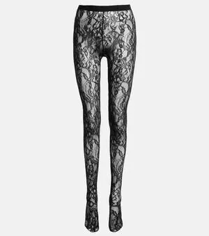 Wardrobe.NYC Floral Lace Tights - Black