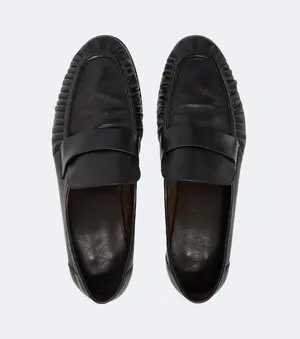 THE ROW Soft Leather Loafers - Black