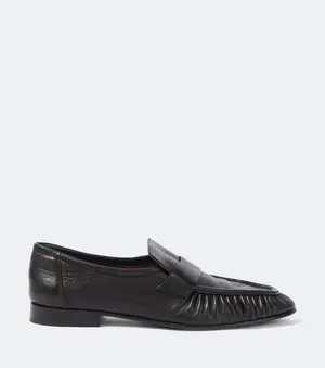 THE ROW Soft Leather Loafers - Black