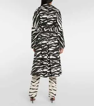 Alaïa Zebra-print Denim Trench Coat
