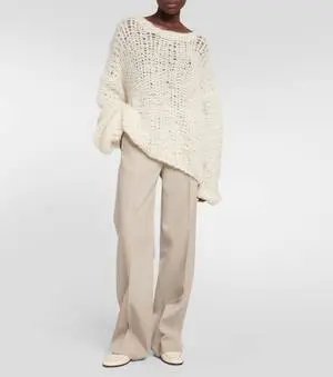 THE ROW High-rise Straight Wool Pants