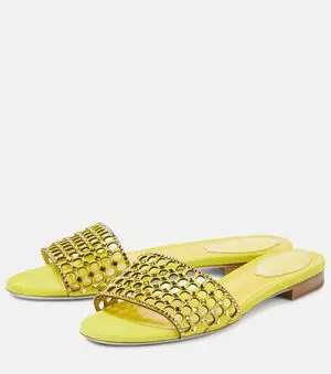 Rene Caovilla Crystal-embellished Suede Slides