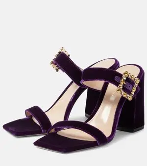 GIANVITO ROSSI Wondy Embellished Velvet Mules