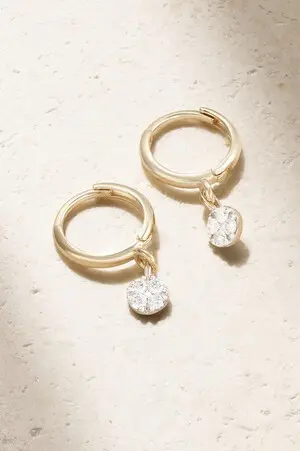 STONE AND STRAND Disco 10-karat Diamond Hoop Earrings - Gold