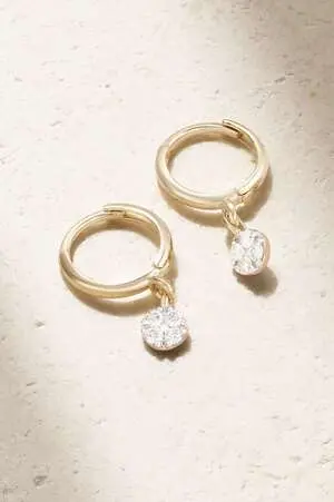 STONE AND STRAND Disco 10-karat Diamond Hoop Earrings