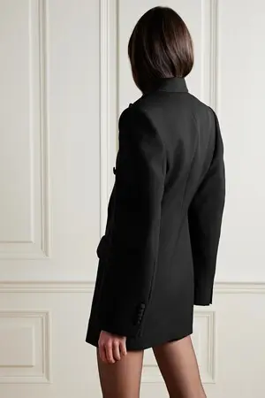 Wardrobe.NYC Silk-satin Trimmed Double-breasted Wool Mini Dress - Black