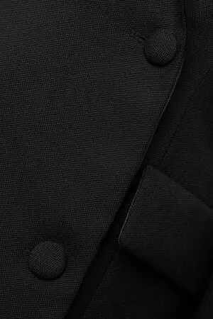 Wardrobe.NYC Silk-satin Trimmed Double-breasted Wool Mini Dress - Black