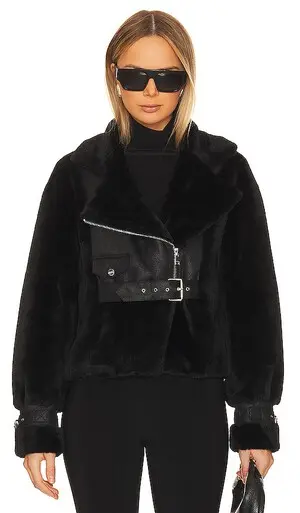 LAMARQUE Elody Faux Fur Jacket - Black