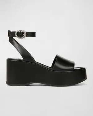 Vince Phillipa Platform Sandals - Black Leather