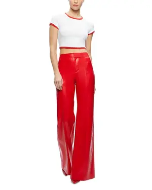 Alice + Olivia Dylan High-waisted Wide Leg Pants - Bright Ruby
