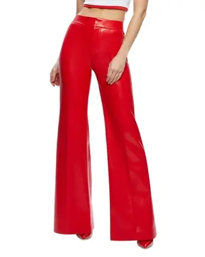 Alice + Olivia Dylan High-waisted Wide Leg Pants - Bright Ruby